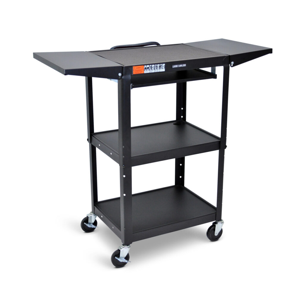 Luxor Adjustable Height Metal Cart, Pullout Keyboard Tray & 2 Drop Leaf ...
