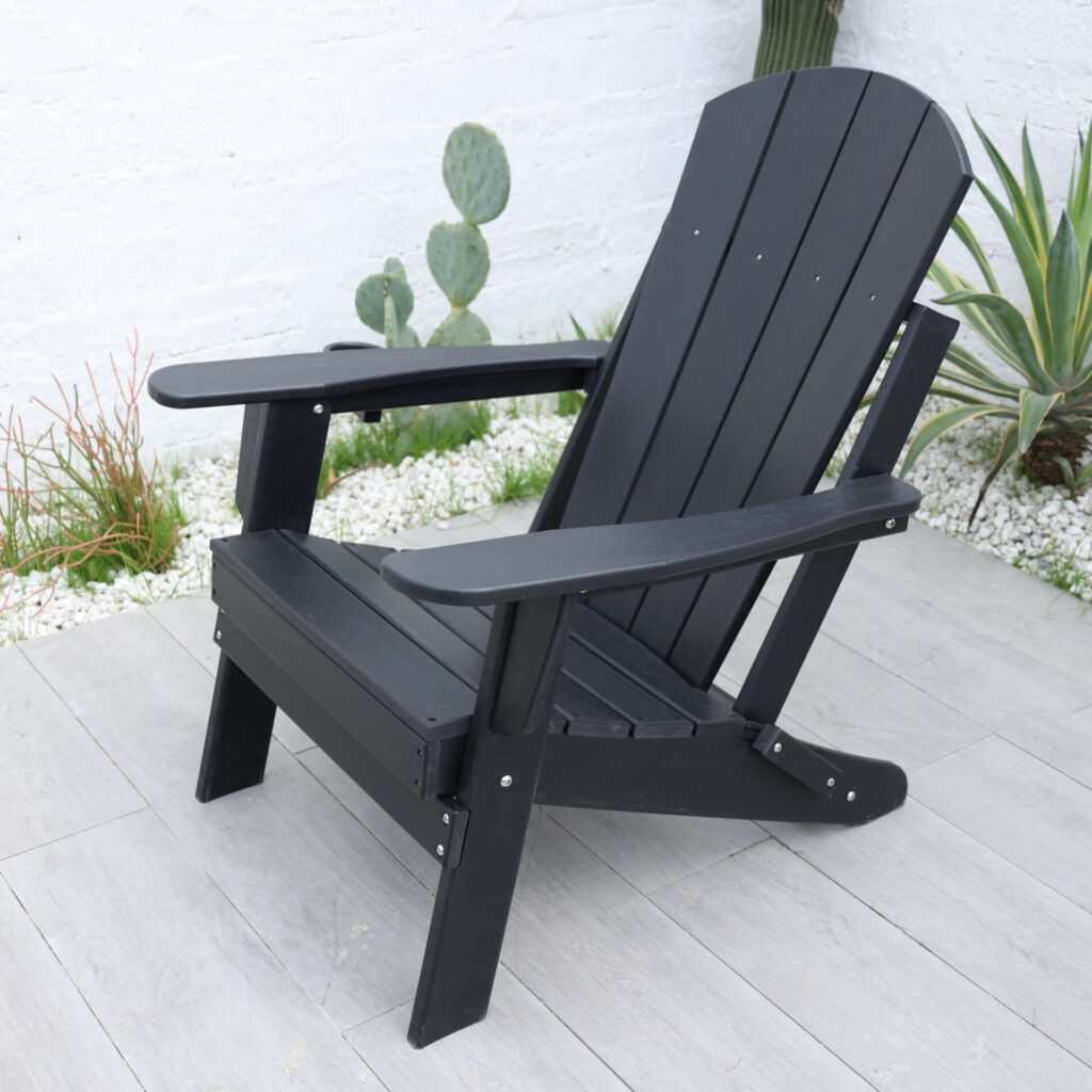 Lake Country Outdoors High-Density Polyethylene Black Adirondack Chair ...